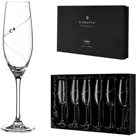 Diamante sklenice na šampaňské Silhouette City s kamínky Swarovski 200 ml 6KS