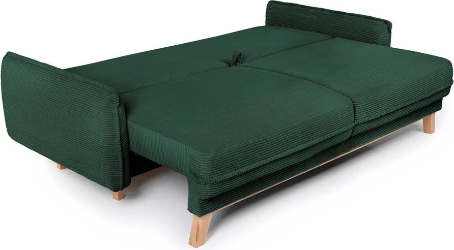Tmavě zelená manšestrová rozkládací/s úložným prostorem pohovka 218 cm Tori – Bonami Selection