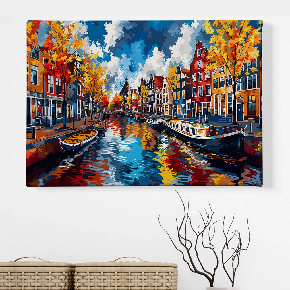 Obraz na plátně -Zlatým listopadem v Amsterdamu FeelHappy.cz Velikost obrazu (šířka x výška): 120 x 80 cm