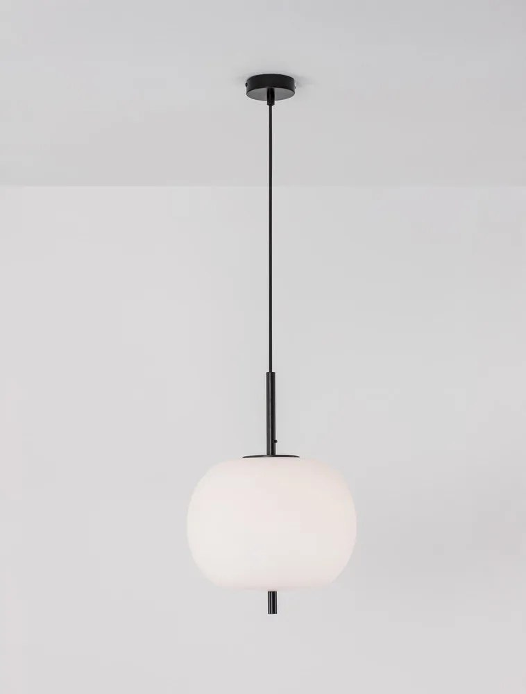 Bílé/černé skleněné závěsné svítidlo ø 30 cm Lato – Nova Luce