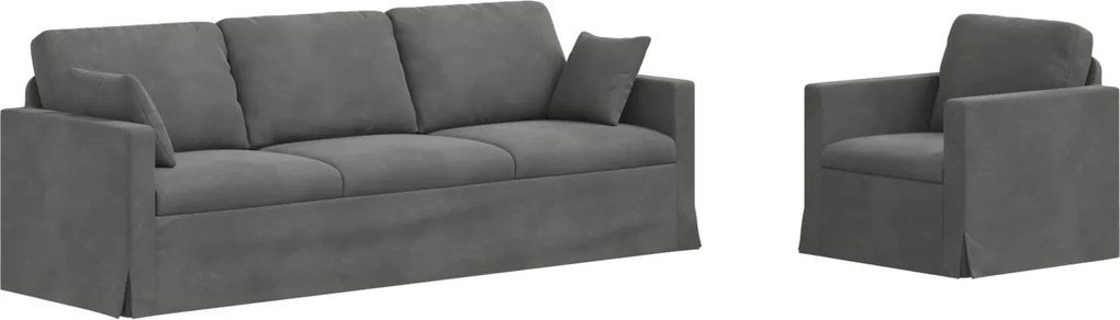 Set pohovek 2 ks Tmavě šedá samet 3407626