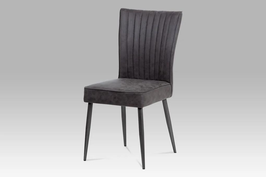 Artium Jídelní židle látka šedá / broušený kov antik - HC-323 GREY3