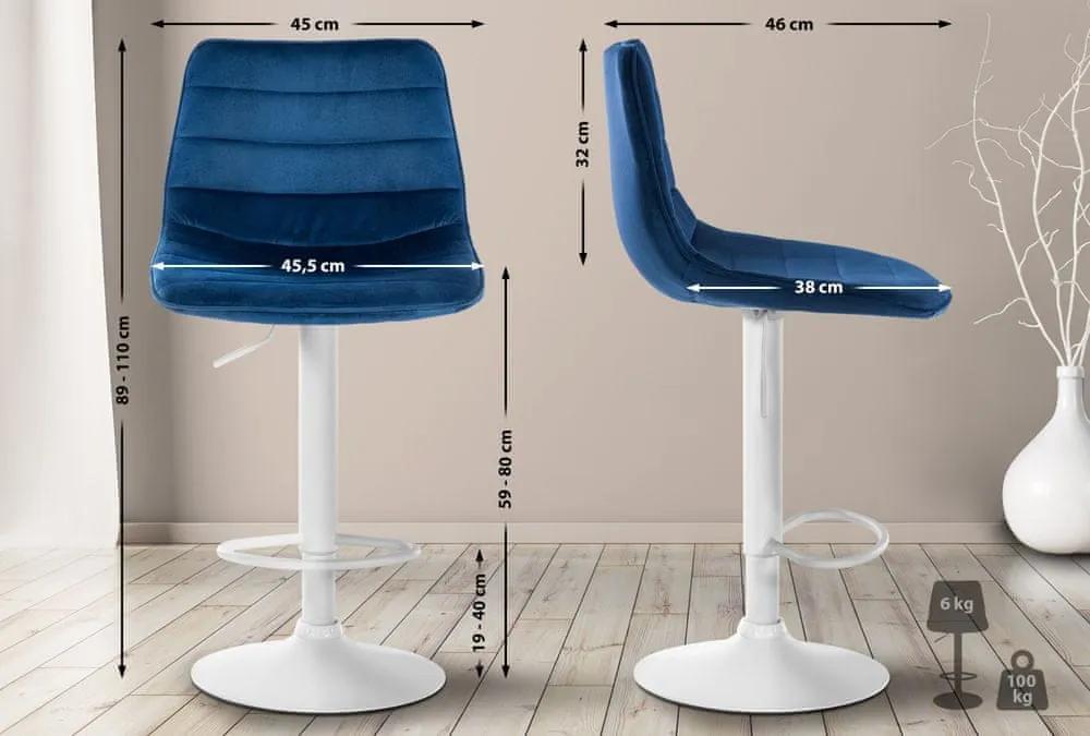 Bhm germany Barová židle Lex, samet, bílá podnož / modrá