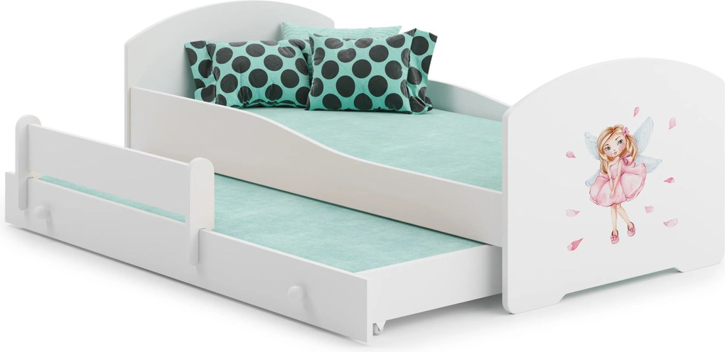 ADRK Furniture Postel dvojitá s matracemi PEPE II GIRL WITH WINGS 160x80 CH-Pep-II-Gir-Wing-n-E1850