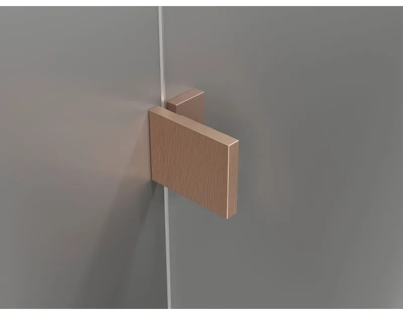 Mexen Lunar T, sklápěcí sprchový kout levý 120 x 120 cm, 8mm čiré sklo, profil měděná matná, 834T-120-120-65-00-L