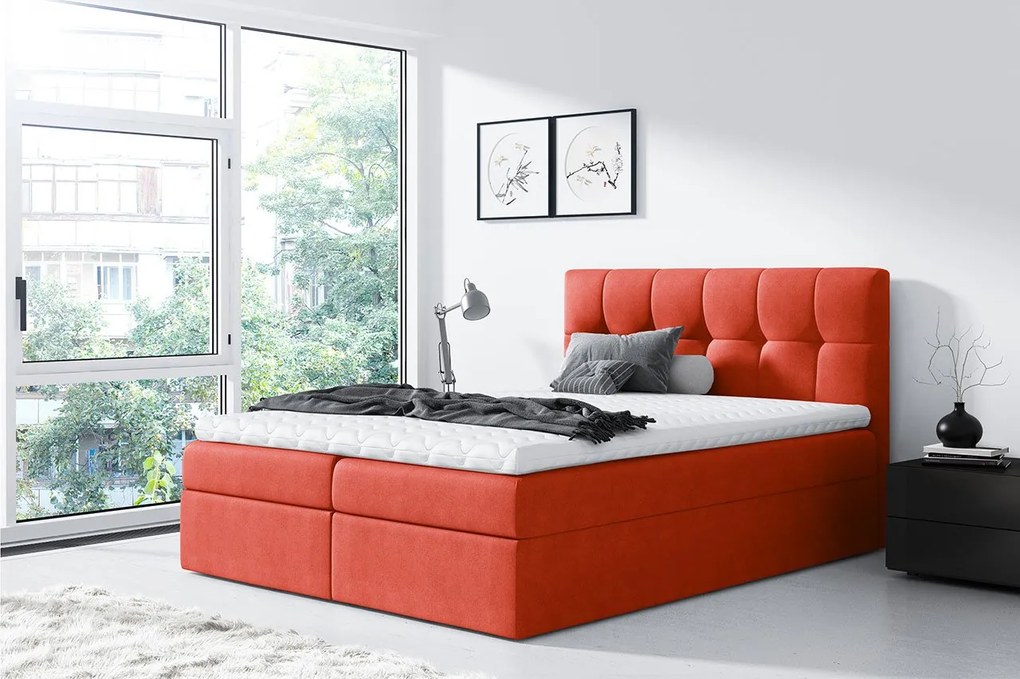 Moderní box spring postel Rapid 180x200, oranžová