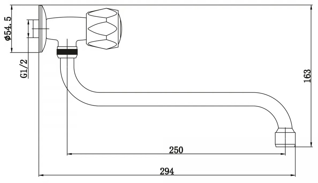 Baterie umyvadlová, na studenou vodu, ram. 25cm, chrom, BALLETTO