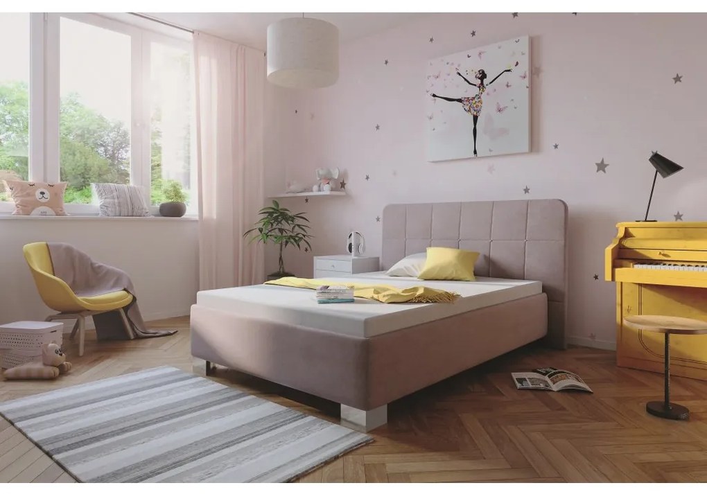 Blanář Kelly postel vč. roštu a matrace 140 x 200 cm, růžová