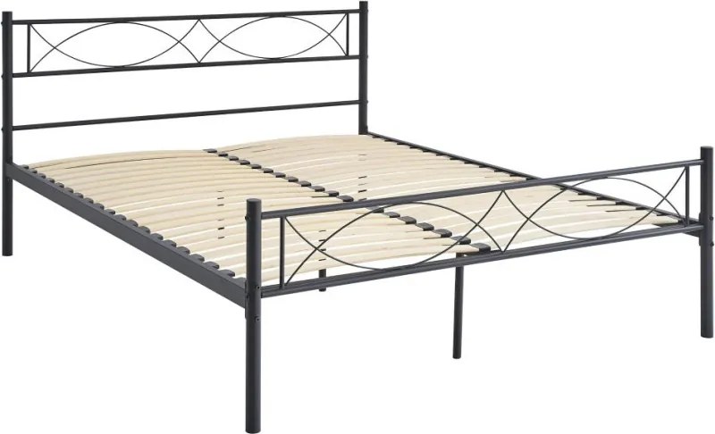 Kovová postel s roštem, 160x200, černá, STELVIA NEW Kondela 0000416495