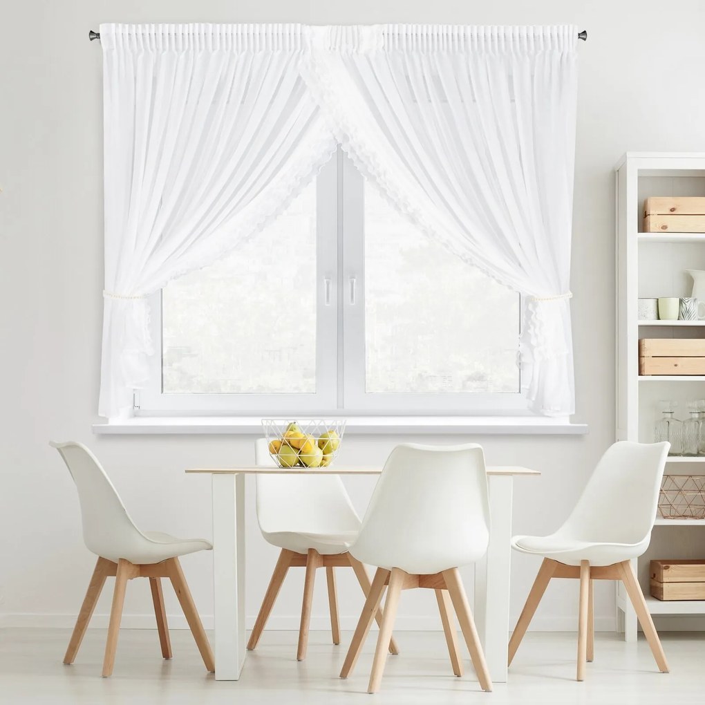 ZÁCLONA NA PÁSCE LUISA 400X160 CM BÍLÁ