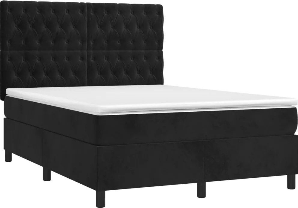 Box spring postel s matrací černá 140 x 190 cm samet 3143201