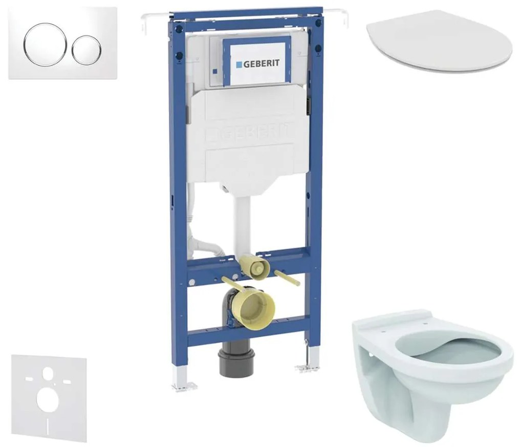 Geberit Duofix - Set předstěnové instalace, klozet Alpha se sedátkem, tlačítko Sigma20, bílá/chrom SANI11CD3117