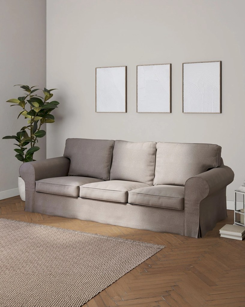 Potah na pohovku IKEA Ektorp 3-místná rozkládací, NOVÝ MODEL 2013 barva béžová látka pletený vzor