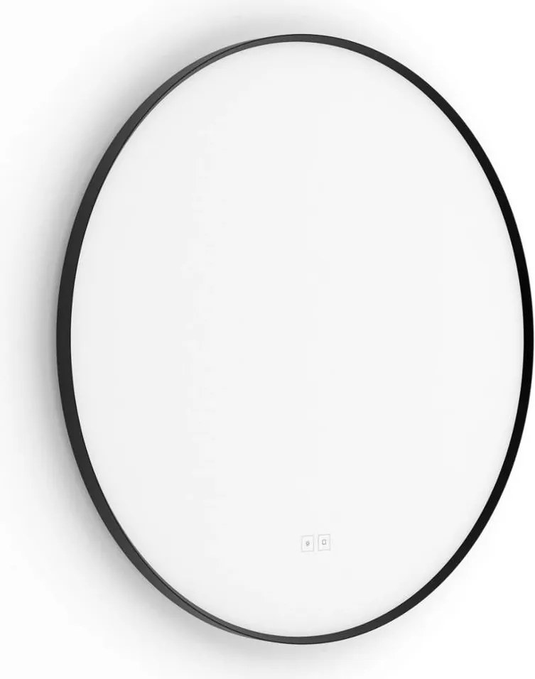 Nimco - Zrcadlo s LED osvětlením, průměr 70 cm, dvěma dotykovými senzory, černá ZPC 61001RVX-90