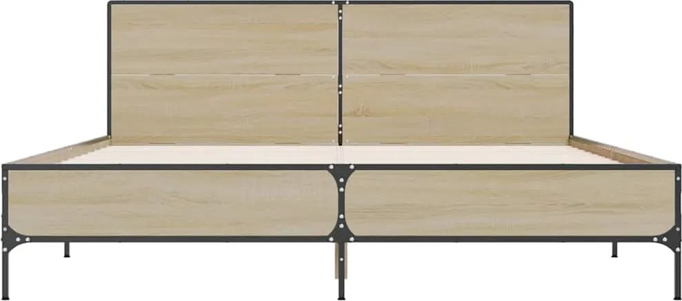Rám postele dub sonoma 140 x 190 cm kompozitní dřevo a kov 3280033