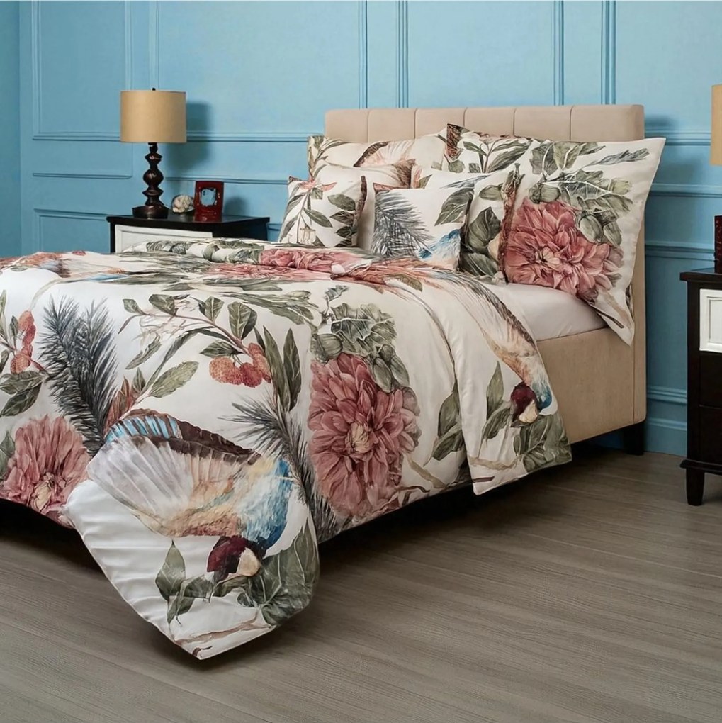 Saténové povlečení LUXURY COLLECTION Kolibřík - 1x 140/200, 1x 70/90cm