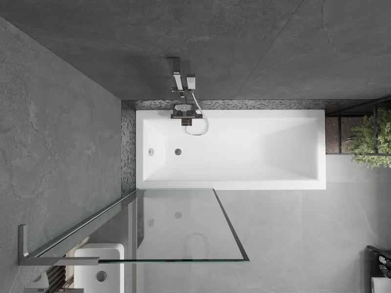 Mexen Next L, 1-křídlová vanová zástěna 70 x 150 cm, 6mm čiré sklo-černý vzor, chromový profil, 895-070-000-03-70-01
