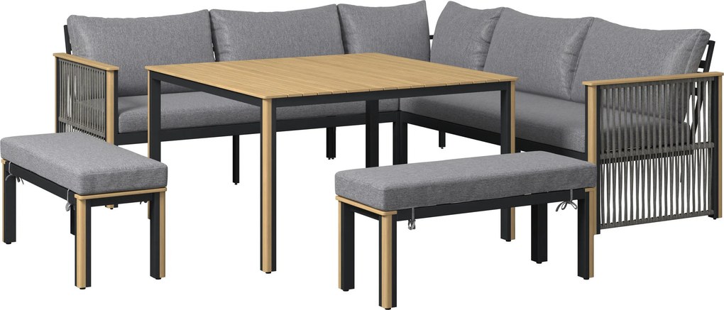 XXXLutz JÍDELNÍ TERASOVÁ SOUPRAVA 6dílné, dřevo, kov, textil Ambia Garden - 002905001409