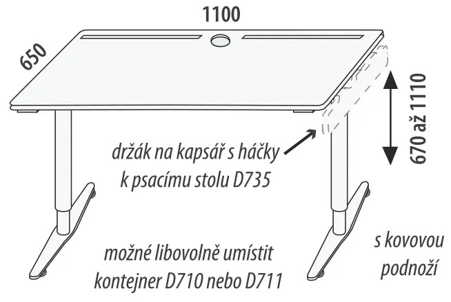 Stůl s podnoží 1100 mm Domestav D731 Materiál: Buk cink, Povrchová úprava: Moření