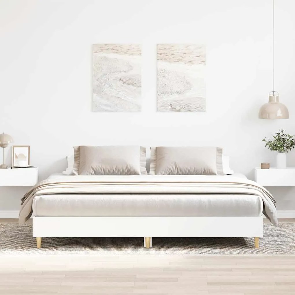 Rám postele bez matrace bílý 160x200cm Dřevěné konstrukce 3329030