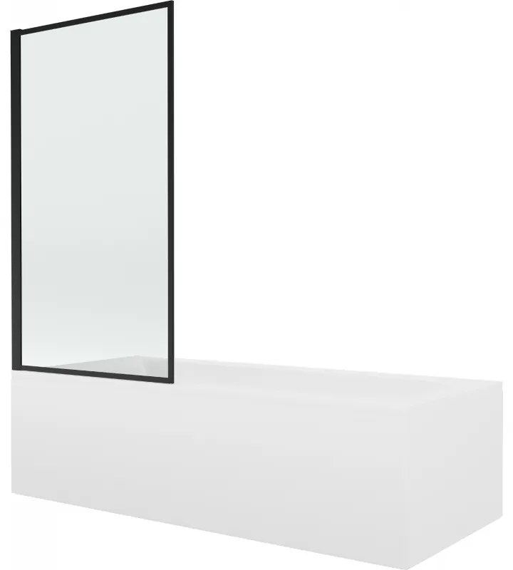 Mexen Vega obdélníková vana 170 x 70 cm s pláštěm 1-křídlovou zástěnou 80 cm, Černý vzor - 550117070X9308017070