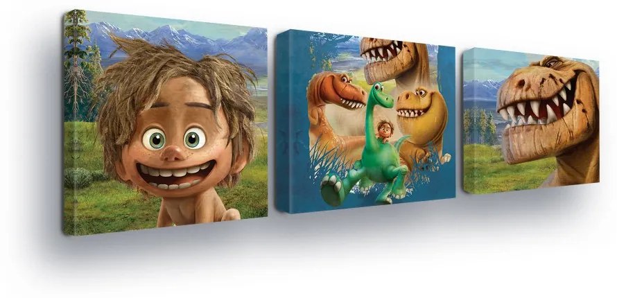 GLIX Obraz na plátně - Disney Good Dinosaur Postavičky Trio 3 x 25x25 cm