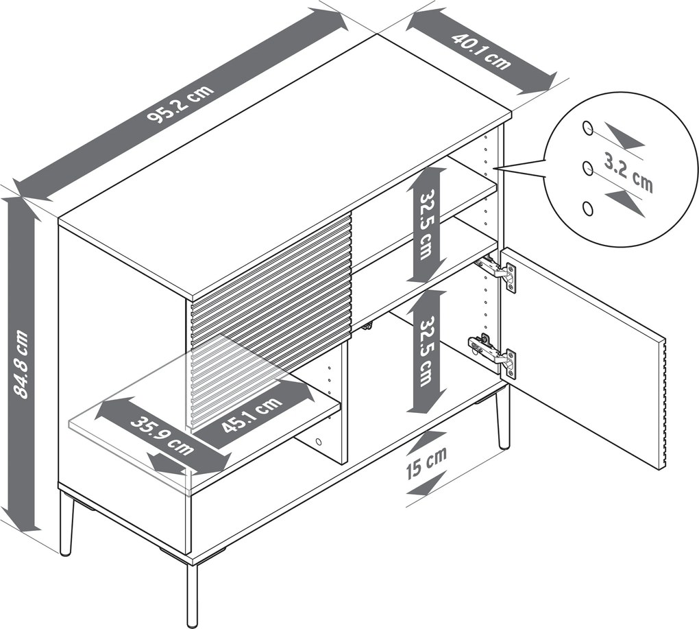 Tchibo - Odkládací skříňka »Reet« v lamelovém vzhledu - barva: hnědá