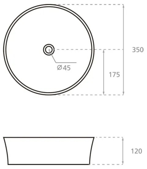 Bathco 4086 - Umyvadlo na desku VOLTA pr. 35 cm porcelán/bílá