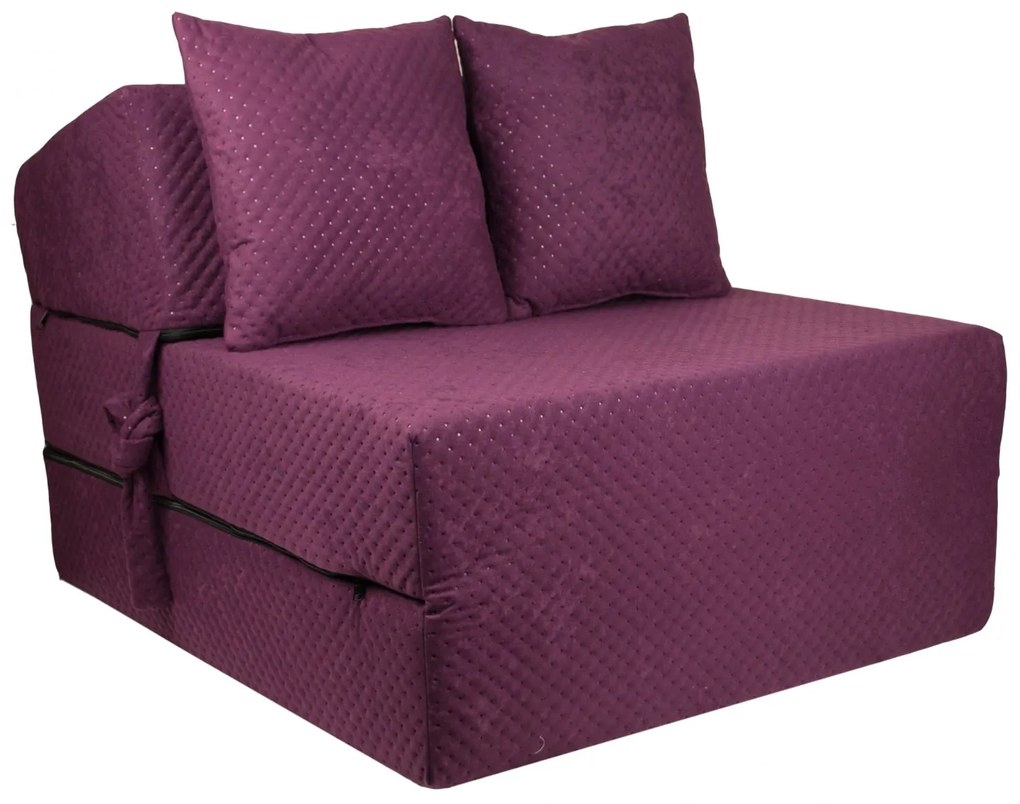 Rozkládací křeslo - matrace pro hosty Comfort fialové 70x200x15 cm