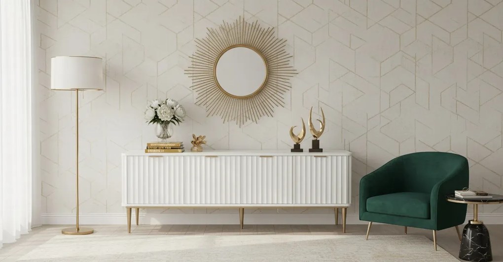 TV stolek Stilig ST709 200 cm bílý/zlatý