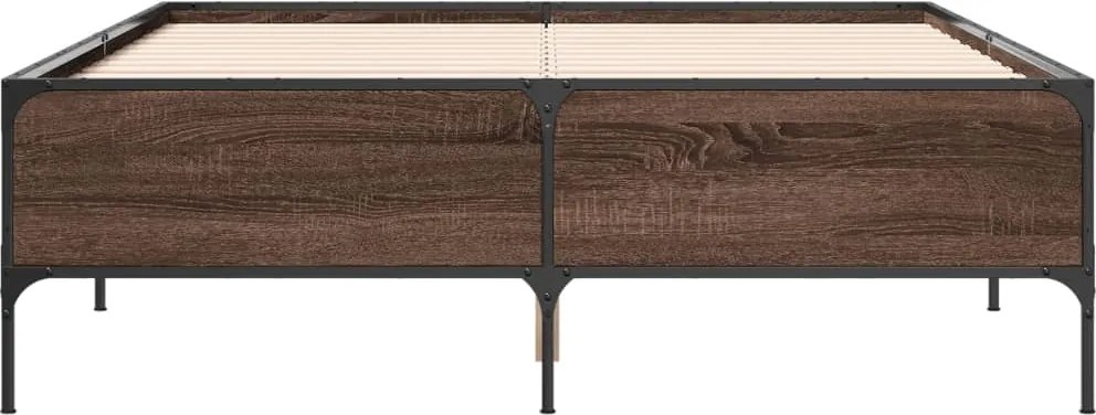 Rám postele hnědý dub 140 x 200 cm kompozitní dřevo a kov 3279801