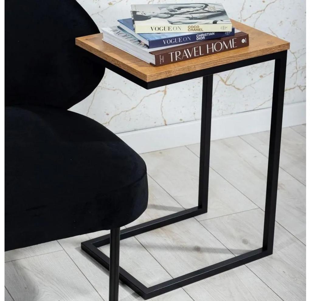 HowHomely Odkládací stolek HELPER 57x40 cm černá/hnědá DD0161