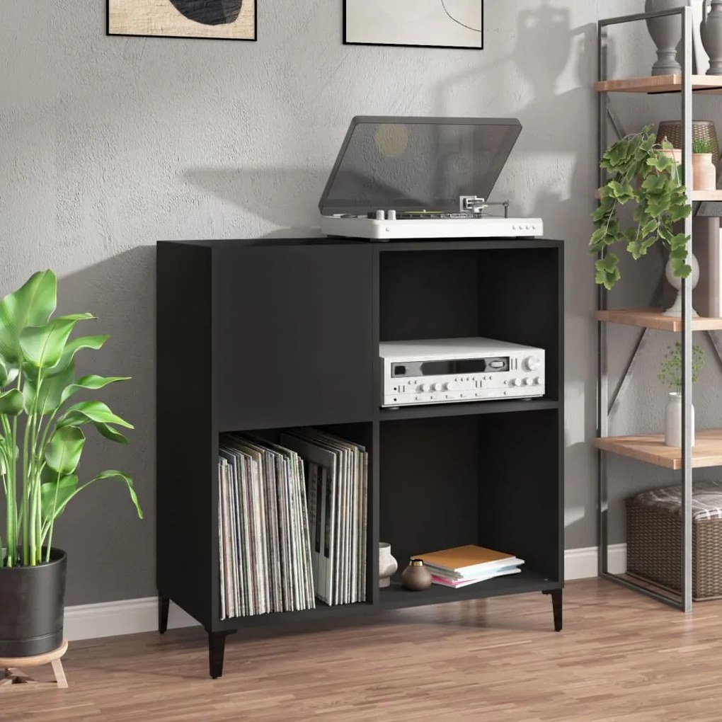 Skříňka Na Lp Desky Černá 84,5 X 38 X 89 Cm Kompozitní Dřevo
