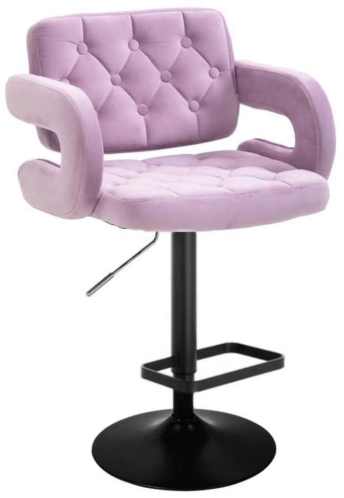 LuxuryForm DESIGN Barová židle ADRIA VELUR na černé kulaté podstavě - levandule