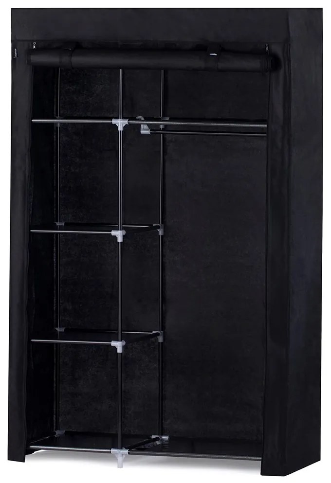 HOMEDE Textilní šatní skříň Nedra černá, velikost 163x105x45