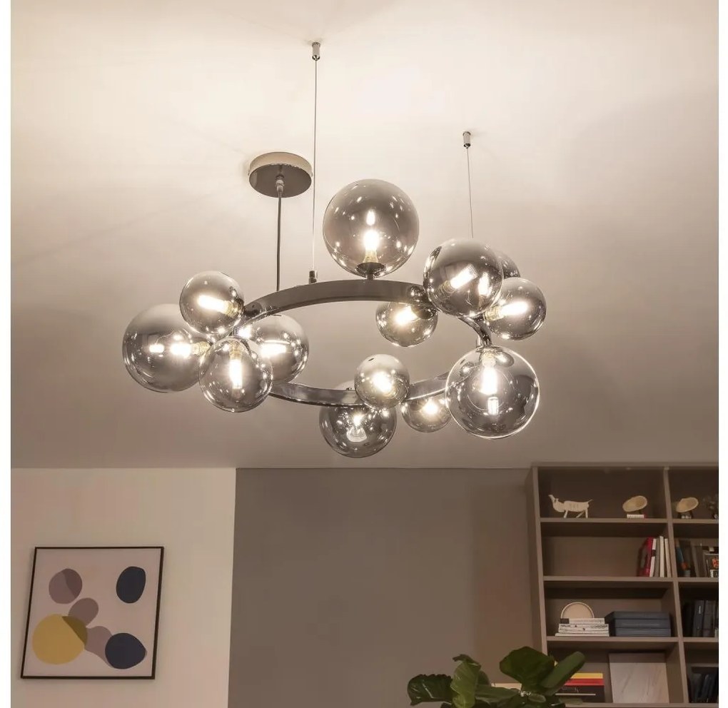Brilagi - LED Lustr na lanku MILLA 15xG9/3W/230V černý chrom/kouřová