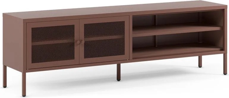 Vínový kovový TV stolek 160x50x35 cm Fayna – Marckeric