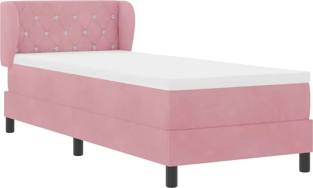 Postel s boxspringem s čelo Růžová 80 x 200 cm samet 3340309