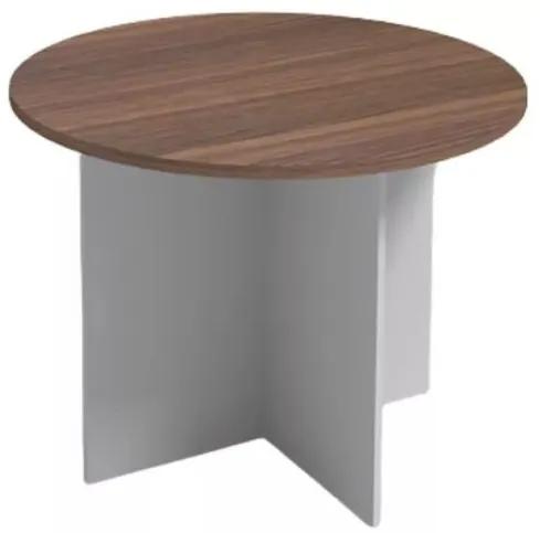Jednací stůl s kulatou deskou PRIMO FLEXI, průměr 1000 mm, šedá / ořech