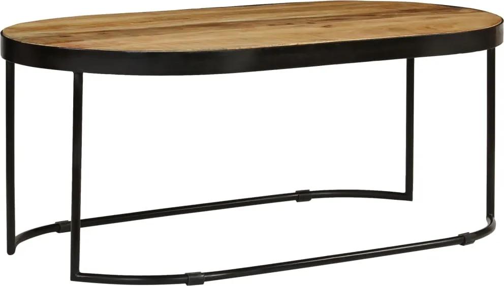 vidaXL Konferenční oválný stolek masivní hrubý mangovník a ocel 100 cm [246626]