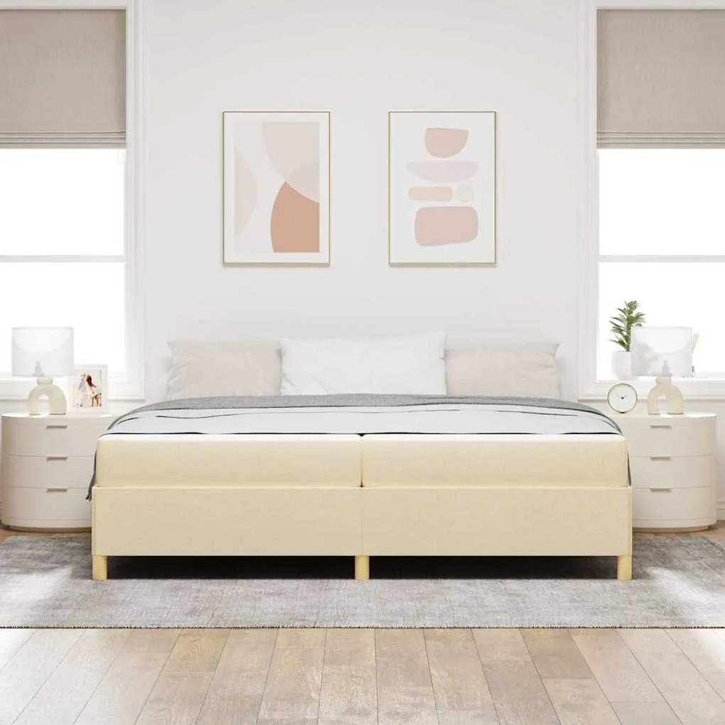 Rám postele Krémová 200 x 200 cm textil 3398967