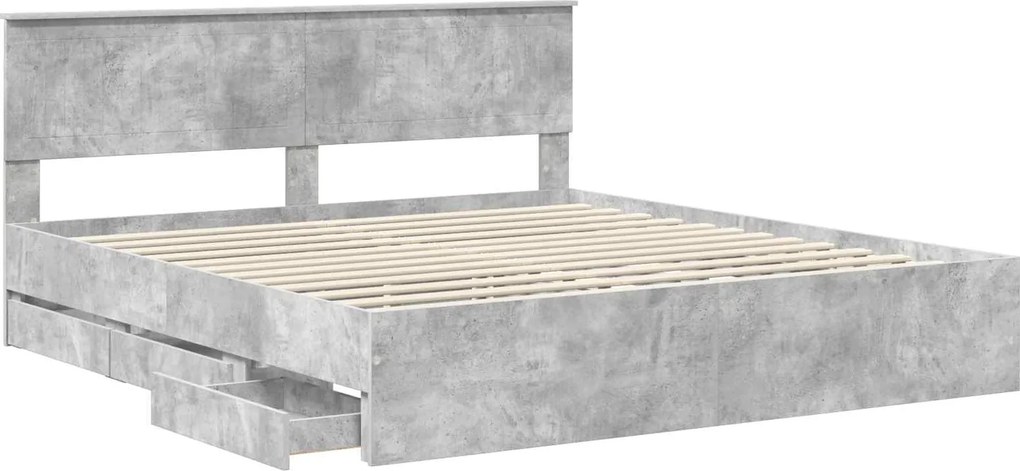Rám postele s čelo Betonově šedá 180 x 200 cm Inženýrské dřevo 3410682