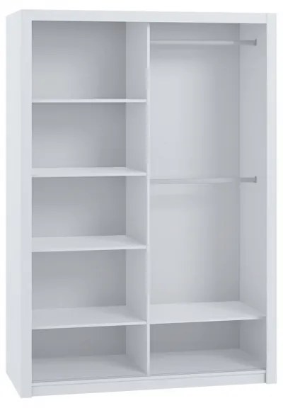 Šatní skříň s posuvnými dveřmi a se zrcadlem Kler SZ120 KE05, Barva: bílá + zrcadlo