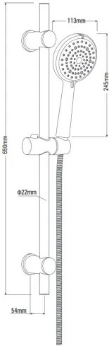 Deante Neo Boro, sprchový sloup 65cm s držákem ruční sprchy a 6-funkční ruční hlavicí, chromová, NER_051K