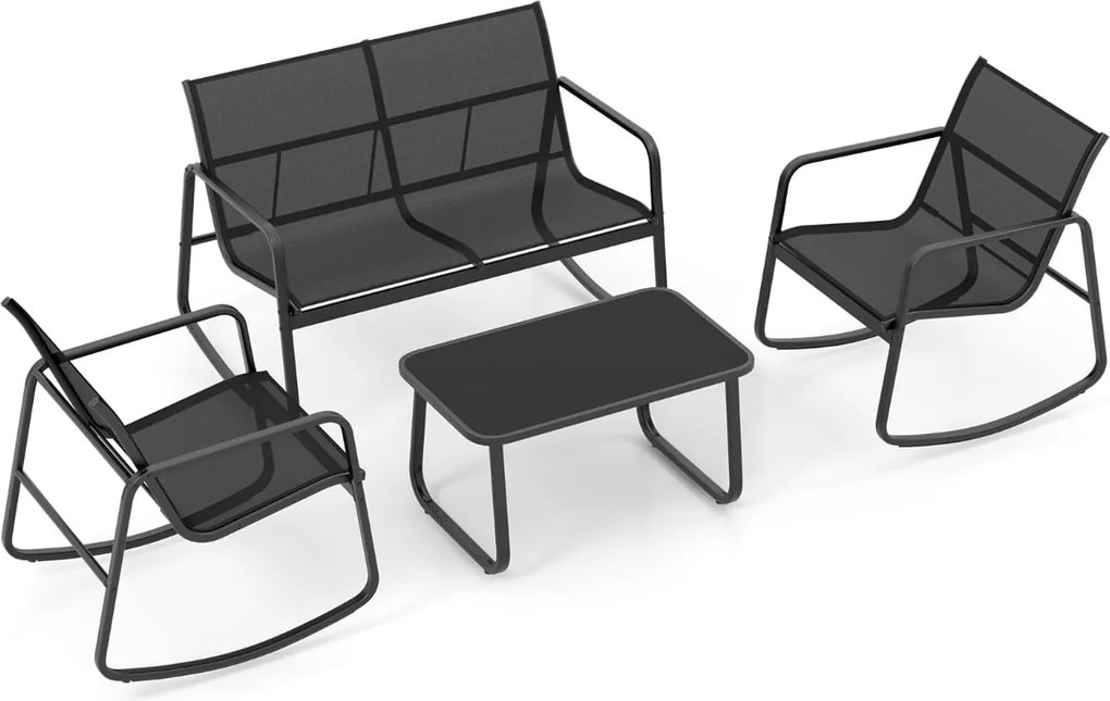 Costway 4-dílný. Gartenmöbel Set mit Sanfter Schaukelbewegung Sitzgruppe für 4