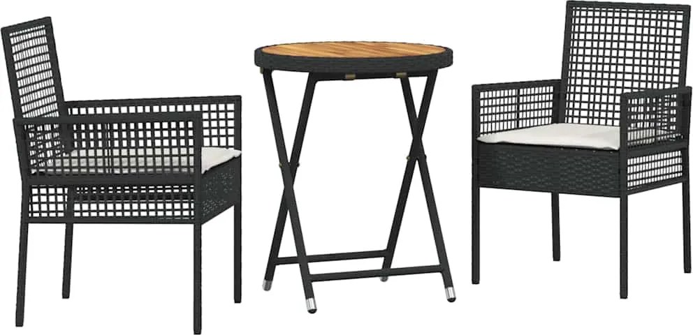 Zahradní bistro set 3 ks Černá polyratan 3334967