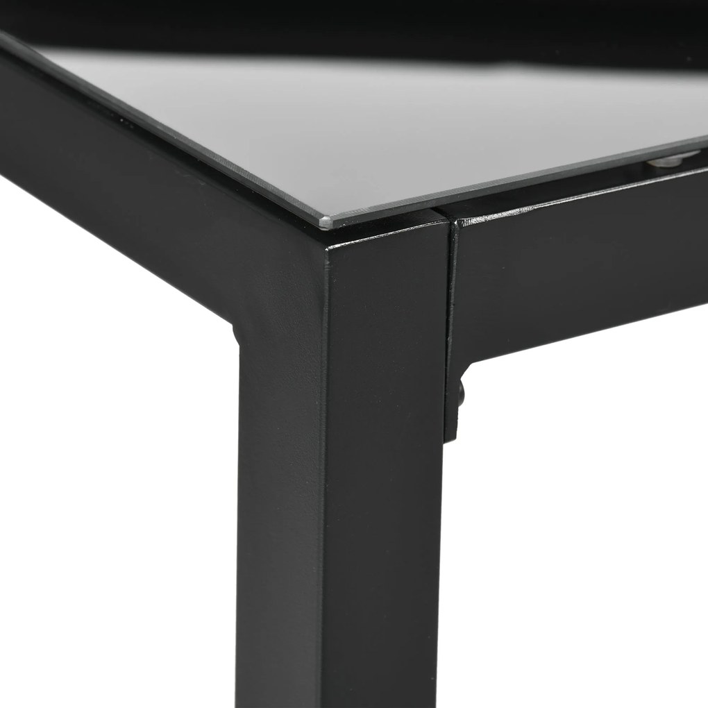 Obdélníkový zahradní stůl Outsunny pro venkovní jídelnu pro 8 osob s tvrzeným sklem a hliníkovým rámem 180 x 80 x 72 cm Černý