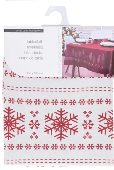 Excellent Houseware Vánoční ubrus se sněhovými vločkami, 130 x 180 cm Vzor: C