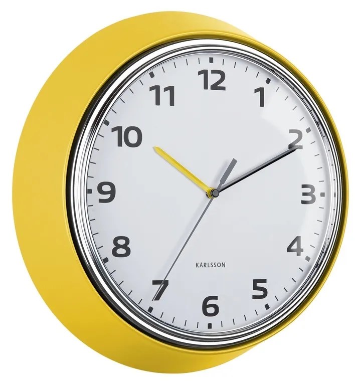 Karlsson 6006YE designové nástěnné hodiny žlutá, pr. 34 cm