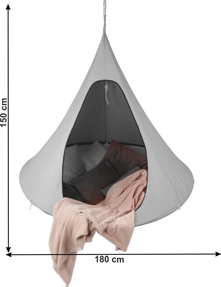 Kondela Závěsné houpací křeslo, světle šedá, KLORIN NEW BIG SIZE CACOON HAMMOCK